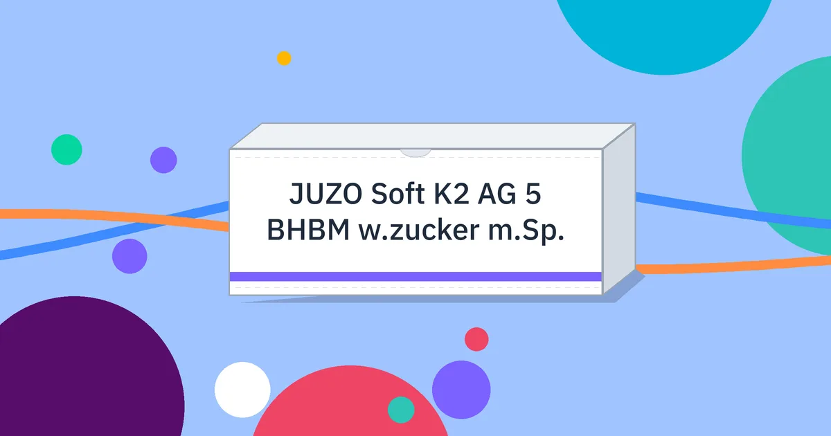 Symbolbild: Packung mit der Aufschrift JUZO Soft K2 AG 5 BHBM w.zucker m.Sp. (PZN 14866619) – Verfügbarkeit und Bezug in Apotheken in Frankfurt am Main