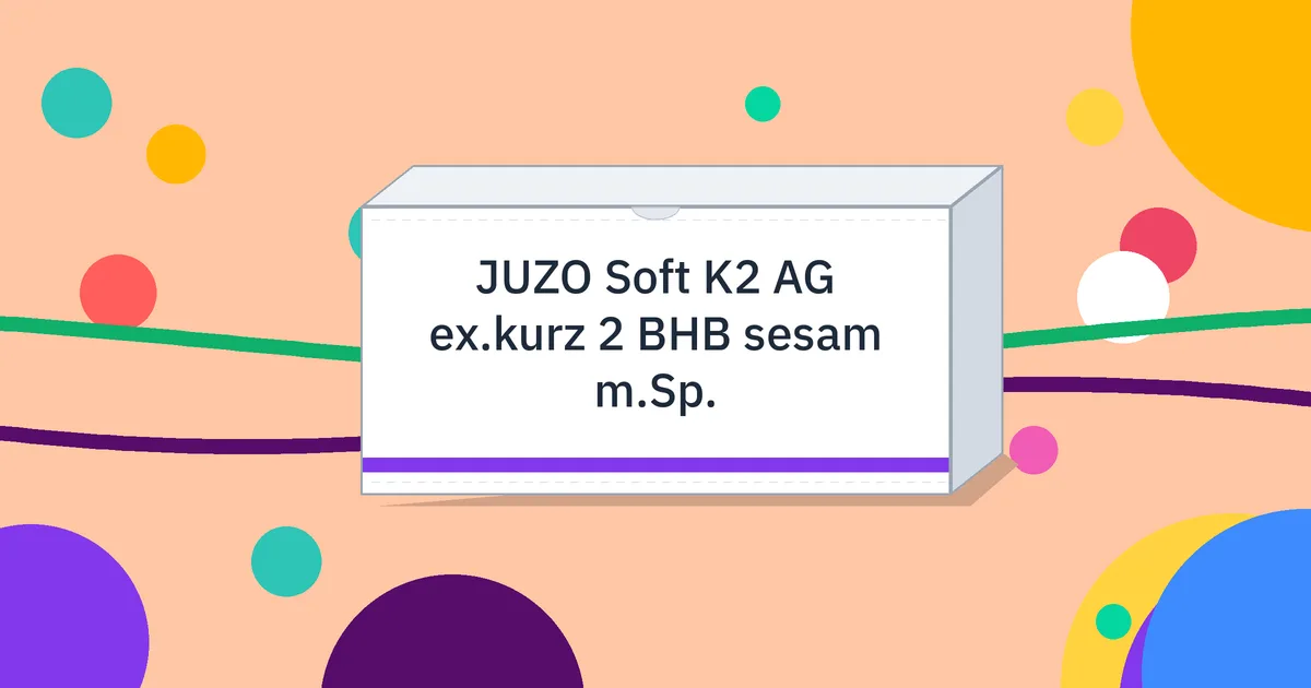 Symbolbild: Packung mit der Aufschrift JUZO Soft K2 AG ex.kurz 2 BHB sesam m.Sp. (PZN 14827430) – Verfügbarkeit und Bezug in Apotheken in Frankfurt am Main