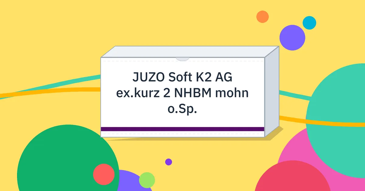 Symbolbild: Packung mit der Aufschrift JUZO Soft K2 AG ex.kurz 2 NHBM mohn o.Sp. (PZN 14998686) – Verfügbarkeit und Bezug in Apotheken in Frankfurt am Main