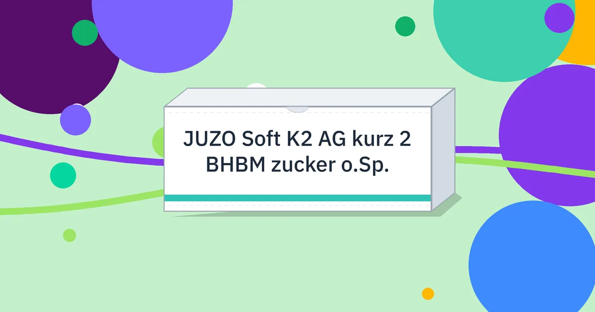 Symbolbild: Packung mit der Aufschrift JUZO Soft K2 AG kurz 2 BHBM zucker o.Sp. (PZN 14861303) – Verfügbarkeit und Bezug in Apotheken in Frankfurt am Main