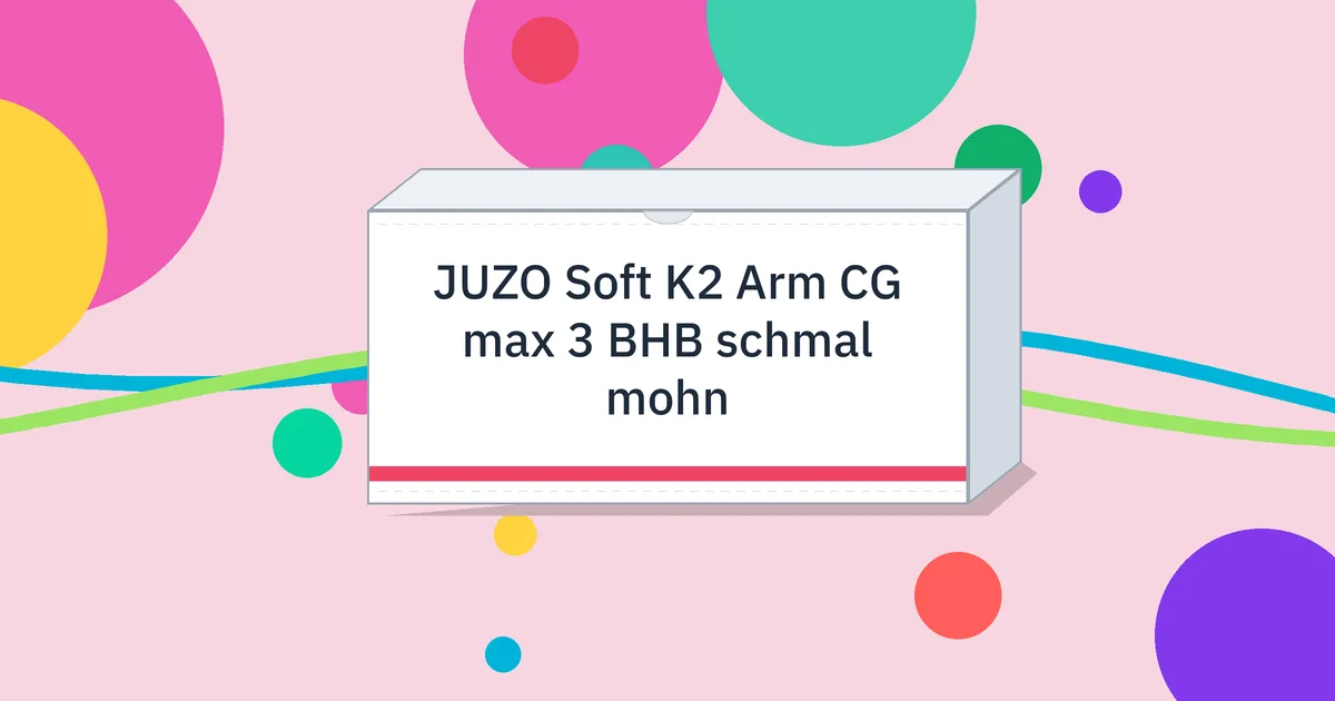 Symbolbild: Packung mit der Aufschrift JUZO Soft K2 Arm CG max 3 BHB schmal mohn (PZN 15513521) – Verfügbarkeit und Bezug in Apotheken in Frankfurt am Main