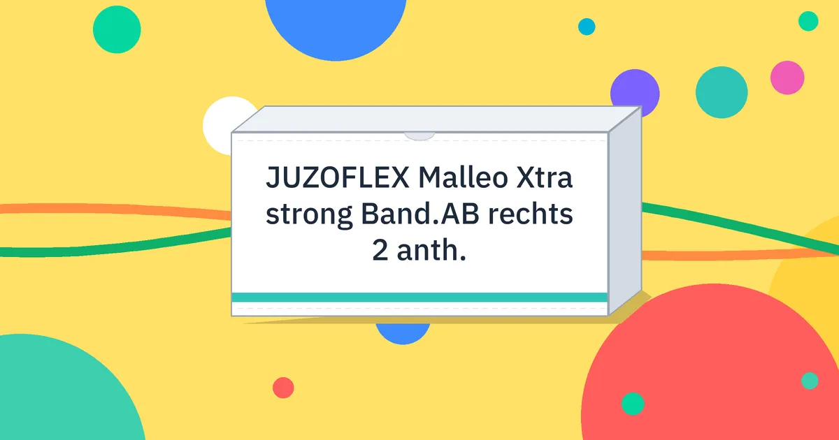 Symbolbild: Packung mit der Aufschrift JUZOFLEX Malleo Xtra strong Band.AB rechts 2 anth. (PZN 16634913) – Verfügbarkeit und Bezug in Apotheken in Frankfurt am Main