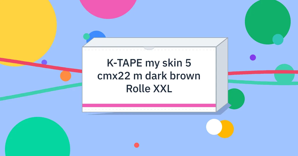 Symbolbild: Packung mit der Aufschrift K-TAPE my skin 5 cmx22 m dark brown Rolle XXL (PZN 17455064) – Verfügbarkeit und Bezug in Apotheken in Frankfurt am Main
