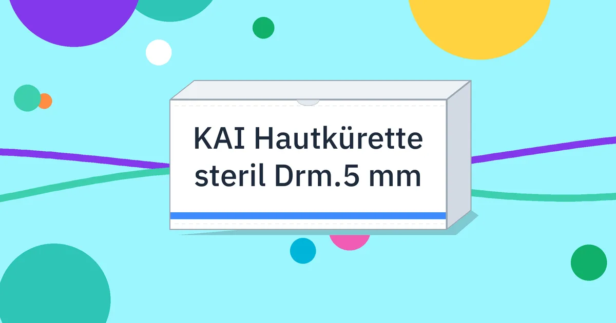 Symbolbild: Packung mit der Aufschrift KAI Hautkürette steril Drm.5 mm (PZN 16506977) – Verfügbarkeit und Bezug in Apotheken in Frankfurt am Main