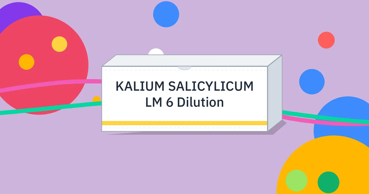 Symbolbild: Packung mit der Aufschrift KALIUM SALICYLICUM LM 6 Dilution (PZN 12925364) – Verfügbarkeit und Bezug in Apotheken in Frankfurt am Main