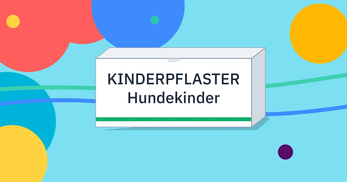Symbolbild: Packung mit der Aufschrift KINDERPFLASTER Hundekinder (PZN 13584178) – Verfügbarkeit und Bezug in Apotheken in Frankfurt am Main