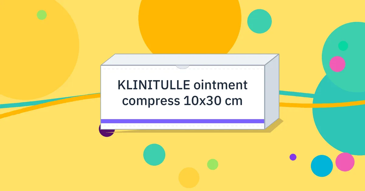 Symbolbild: Packung mit der Aufschrift KLINITULLE ointment compress 10x30 cm (PZN 18365512) – Verfügbarkeit und Bezug in Apotheken in Frankfurt am Main