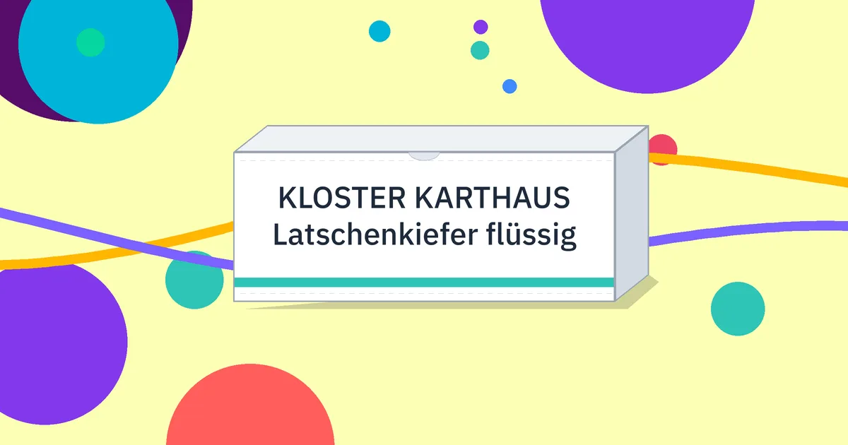Symbolbild: Packung mit der Aufschrift KLOSTER KARTHAUS Latschenkiefer flüssig (PZN 04751217) – Verfügbarkeit und Bezug in Apotheken in Frankfurt am Main