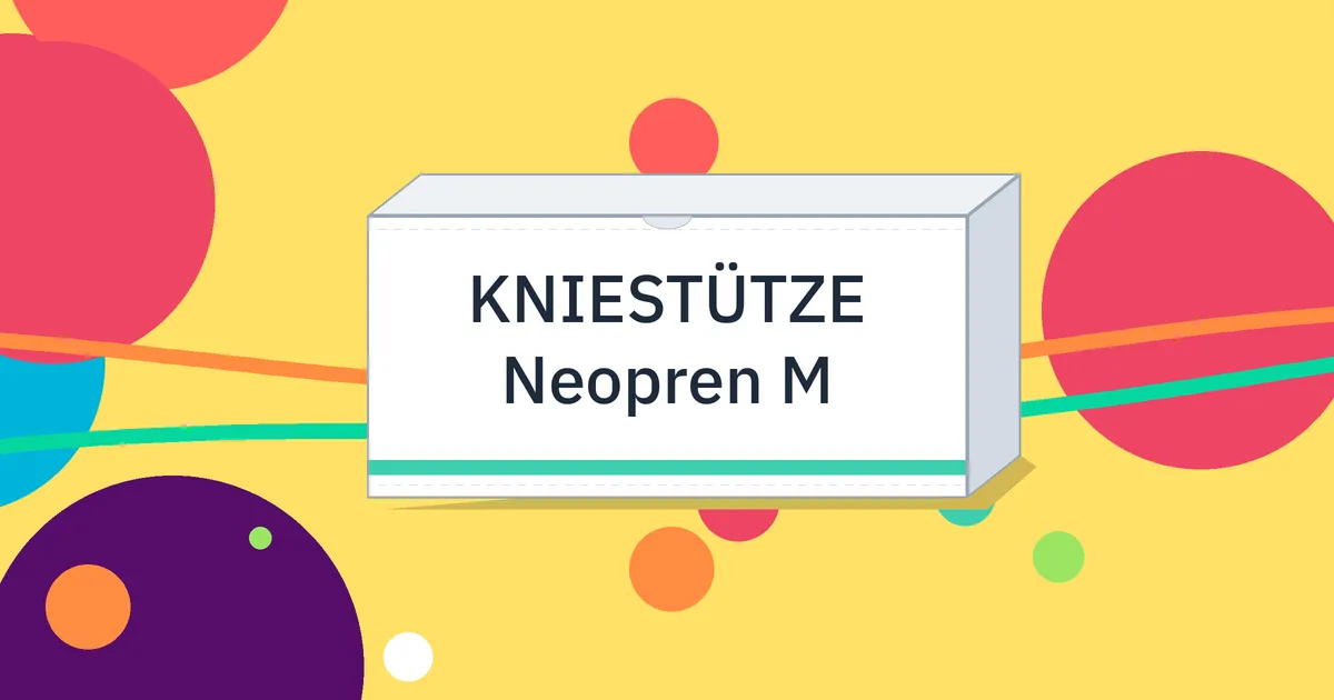 Symbolbild: Packung mit der Aufschrift KNIESTÜTZE Neopren M (PZN 19071327) – Verfügbarkeit und Bezug in Apotheken in Frankfurt am Main
