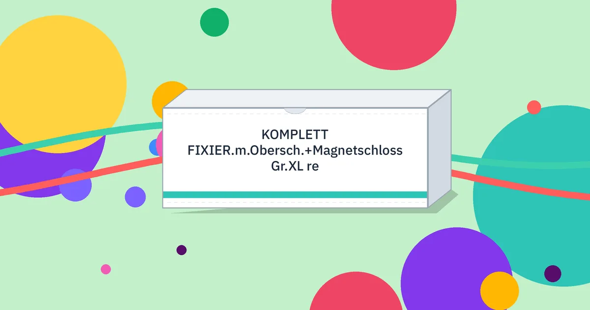 Symbolbild: Packung mit der Aufschrift KOMPLETT FIXIER.m.Obersch.+Magnetschloss Gr.XL re (PZN 16014412) – Verfügbarkeit und Bezug in Apotheken in Frankfurt am Main