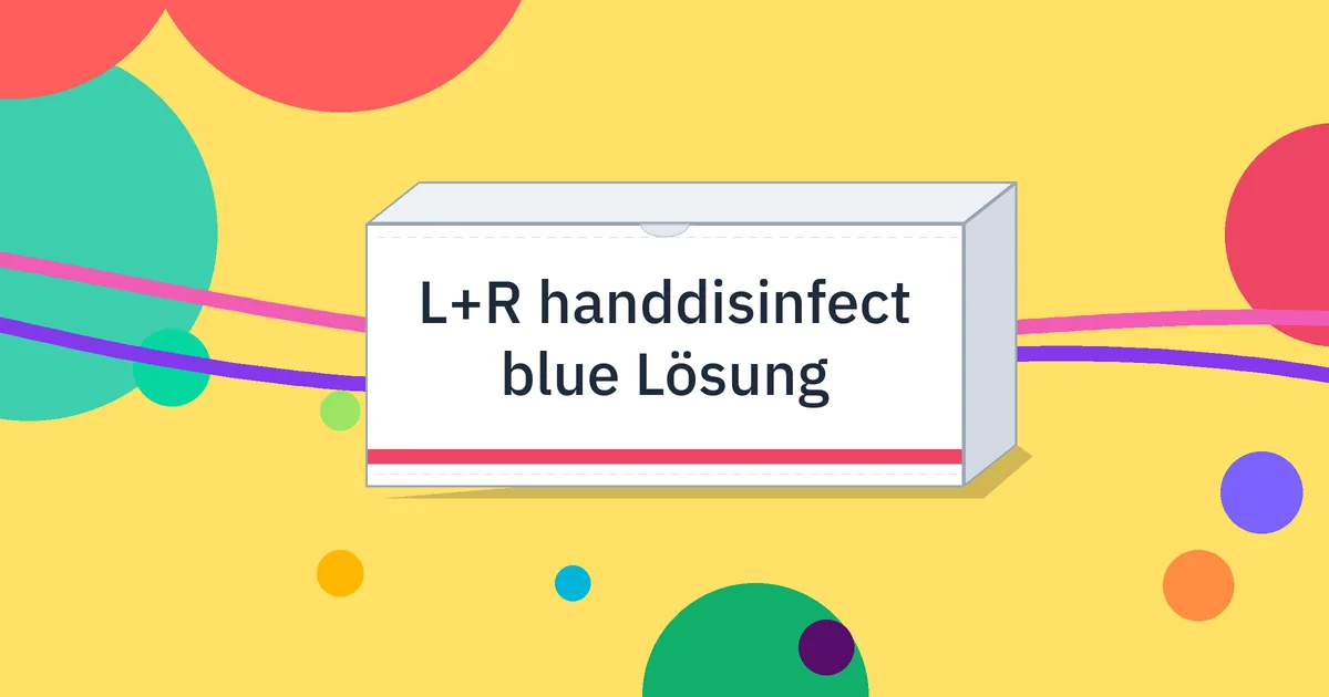 Symbolbild: Packung mit der Aufschrift L+R handdisinfect blue Lösung (PZN 12370558) – Verfügbarkeit und Bezug in Apotheken in Frankfurt am Main