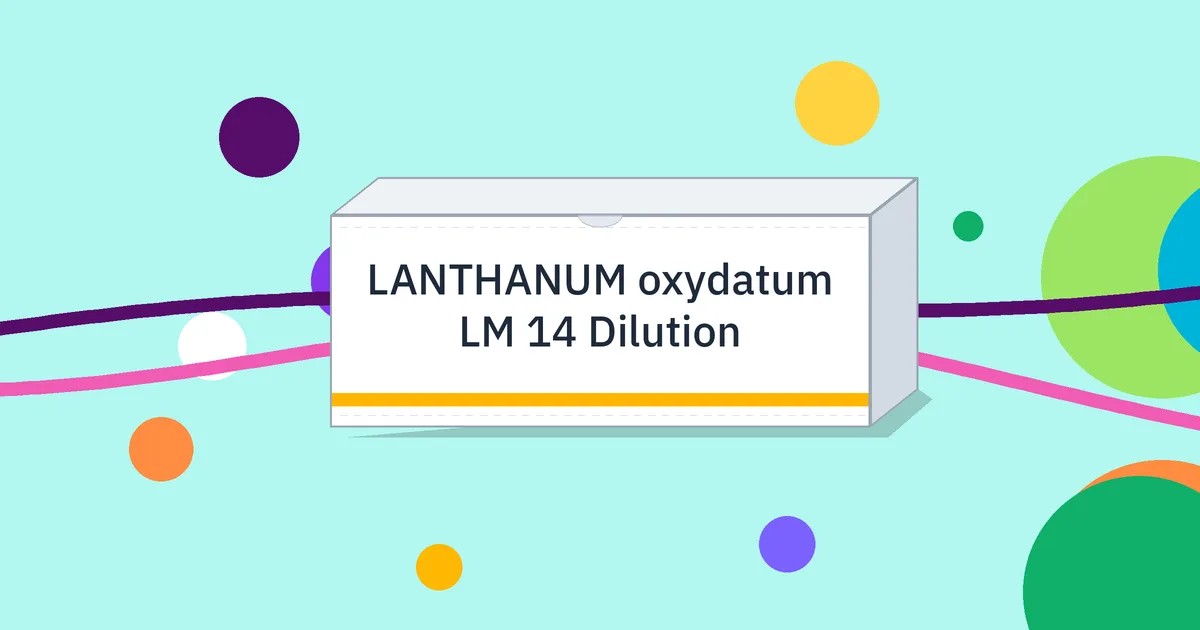Symbolbild: Packung mit der Aufschrift LANTHANUM oxydatum LM 14 Dilution (PZN 13522237) – Verfügbarkeit und Bezug in Apotheken in Frankfurt am Main