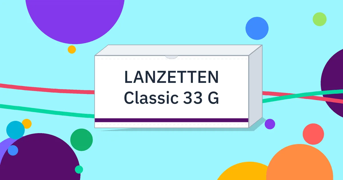 Symbolbild: Packung mit der Aufschrift LANZETTEN Classic 33 G (PZN 14370775) – Verfügbarkeit und Bezug in Apotheken in Frankfurt am Main