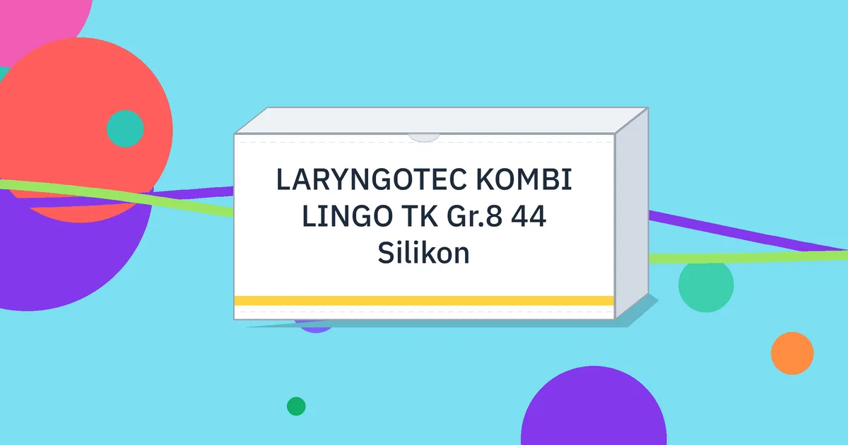 Symbolbild: Packung mit der Aufschrift LARYNGOTEC KOMBI LINGO TK Gr.8 44 Silikon (PZN 19691142) – Verfügbarkeit und Bezug in Apotheken in Frankfurt am Main