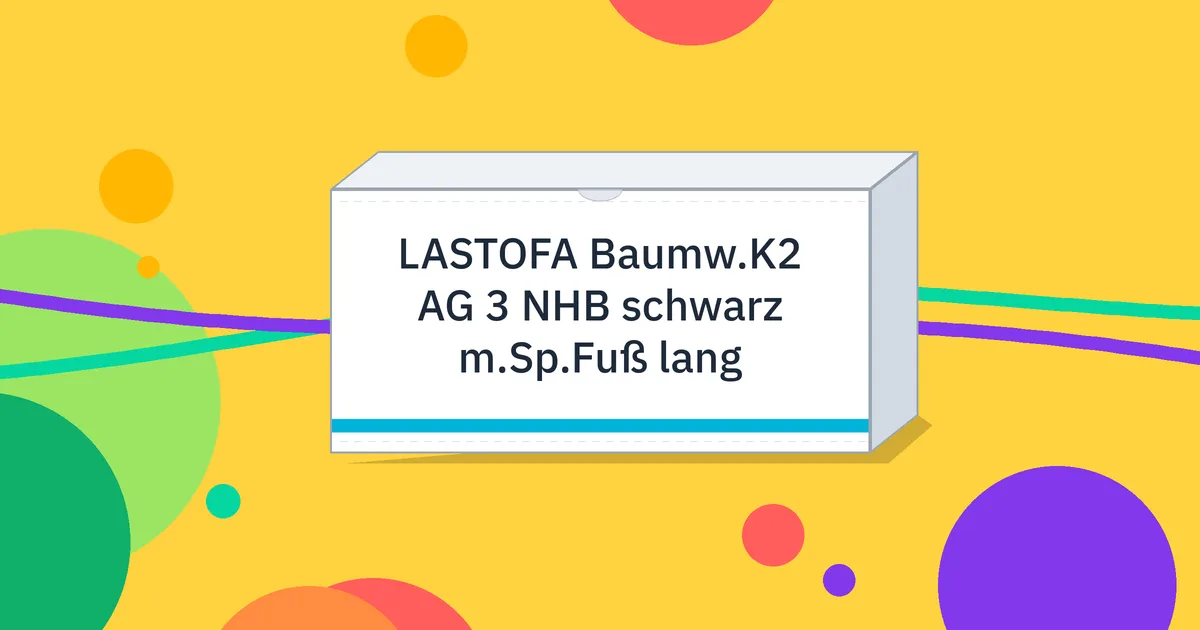 Symbolbild: Packung mit der Aufschrift LASTOFA Baumw.K2 AG 3 NHB schwarz m.Sp.Fuß lang (PZN 01946222) – Verfügbarkeit und Bezug in Apotheken in Frankfurt am Main