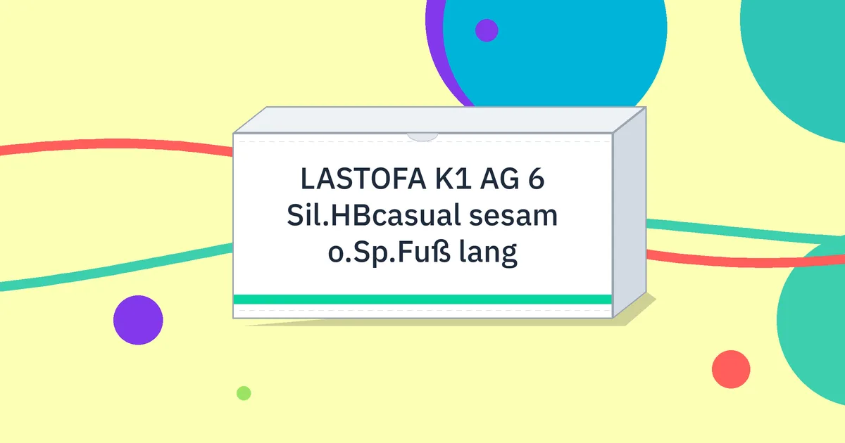 Symbolbild: Packung mit der Aufschrift LASTOFA K1 AG 6 Sil.HBcasual sesam o.Sp.Fuß lang (PZN 14149042) – Verfügbarkeit und Bezug in Apotheken in Frankfurt am Main