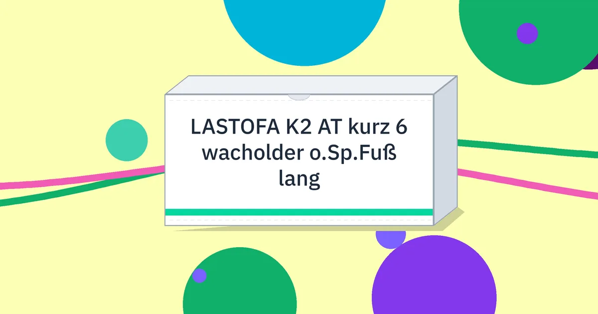 Symbolbild: Packung mit der Aufschrift LASTOFA K2 AT kurz 6 wacholder o.Sp.Fuß lang (PZN 14151984) – Verfügbarkeit und Bezug in Apotheken in Frankfurt am Main