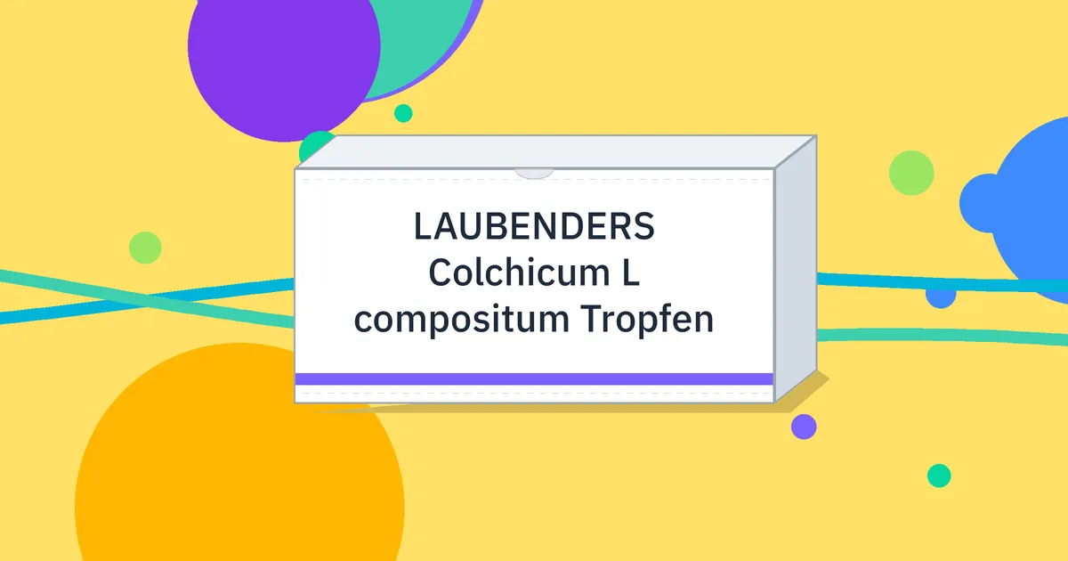 Symbolbild: Packung mit der Aufschrift LAUBENDERS Colchicum L compositum Tropfen (PZN 17378091) – Verfügbarkeit und Bezug in Apotheken in Frankfurt am Main