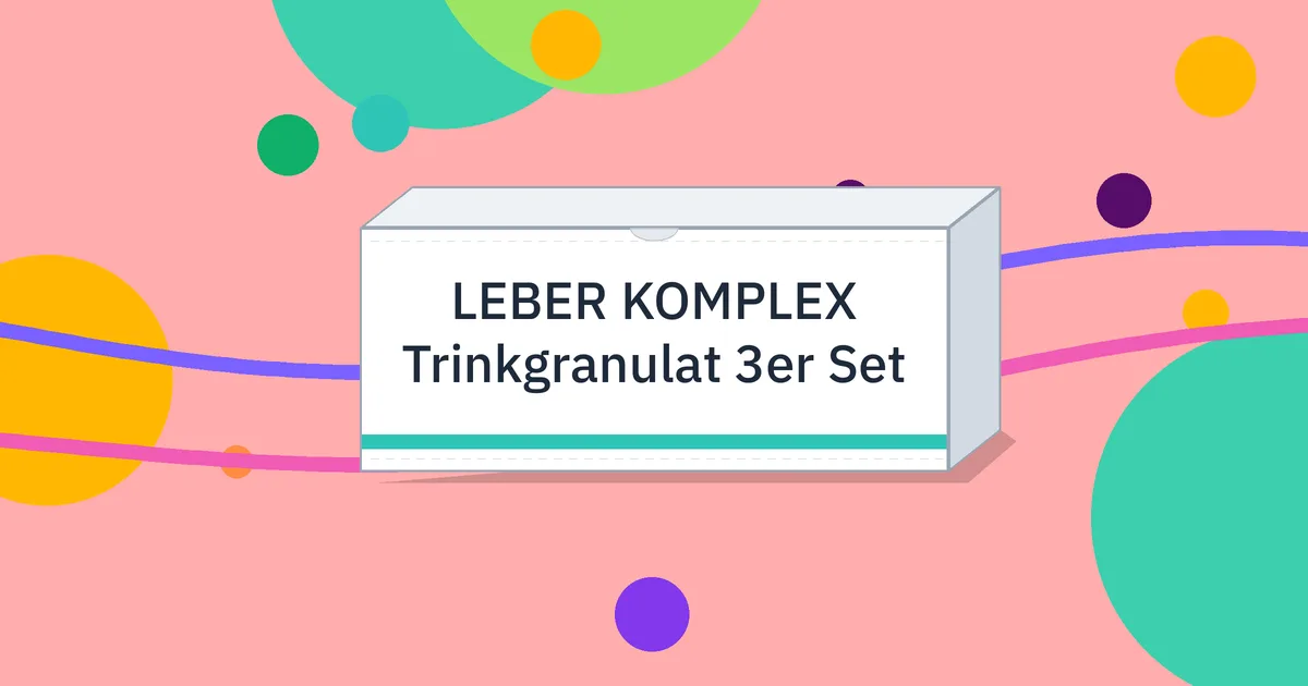 Symbolbild: Packung mit der Aufschrift LEBER KOMPLEX Trinkgranulat 3er Set (PZN 20098403) – Verfügbarkeit und Bezug in Apotheken in Frankfurt am Main