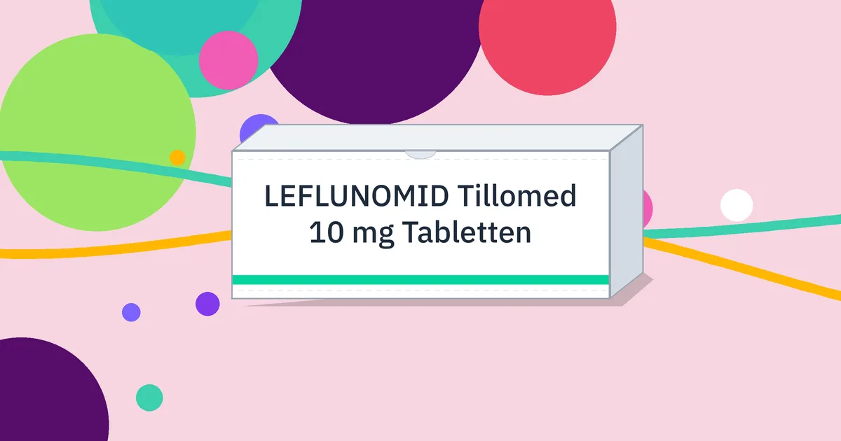 Symbolbild: Packung mit der Aufschrift LEFLUNOMID Tillomed 10 mg Tabletten (PZN 16661672) – Verfügbarkeit und Bezug in Apotheken in Frankfurt am Main