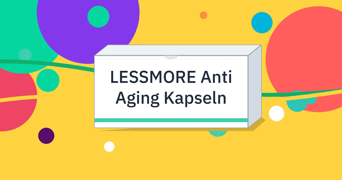 Symbolbild: Packung mit der Aufschrift LESSMORE Anti Aging Kapseln (PZN 18496591) – Verfügbarkeit und Bezug in Apotheken in Frankfurt am Main