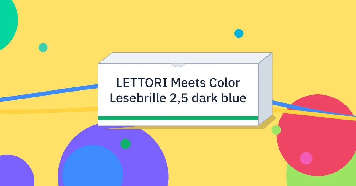 Symbolbild: Packung mit der Aufschrift LETTORI Meets Color Lesebrille 2,5 dark blue (PZN 11141904) – Verfügbarkeit und Bezug in Apotheken in Frankfurt am Main