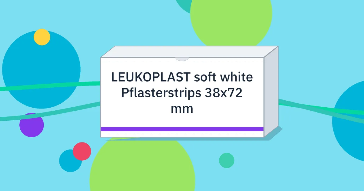 Symbolbild: Packung mit der Aufschrift LEUKOPLAST soft white Pflasterstrips 38x72 mm (PZN 19065172) – Verfügbarkeit und Bezug in Apotheken in Frankfurt am Main