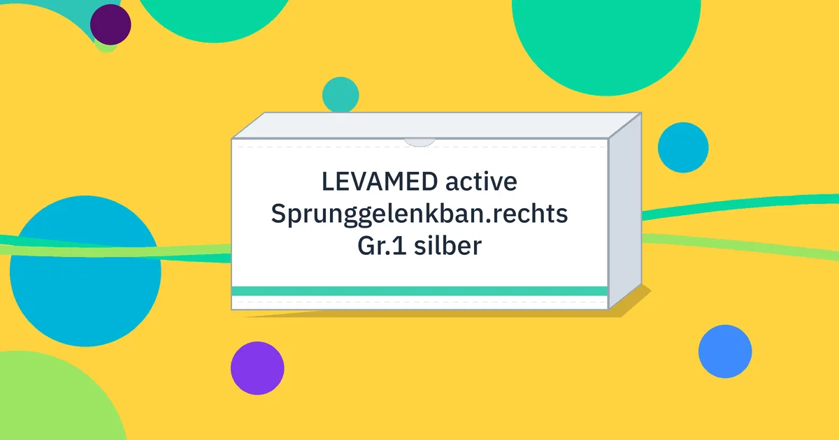 Symbolbild: Packung mit der Aufschrift LEVAMED active Sprunggelenkban.rechts Gr.1 silber (PZN 19170785) – Verfügbarkeit und Bezug in Apotheken in Frankfurt am Main