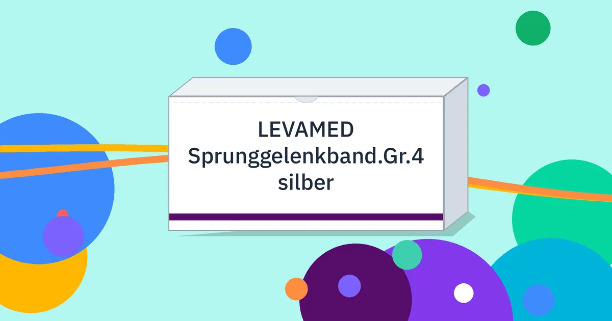 Symbolbild: Packung mit der Aufschrift LEVAMED Sprunggelenkband.Gr.4 silber (PZN 15315293) – Verfügbarkeit und Bezug in Apotheken in Frankfurt am Main