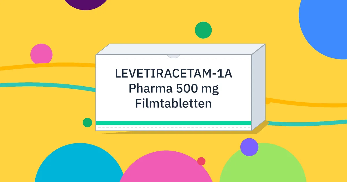 Symbolbild: Packung mit der Aufschrift LEVETIRACETAM-1A Pharma 500 mg Filmtabletten (PZN 09123371) – Verfügbarkeit und Bezug in Apotheken in Frankfurt am Main