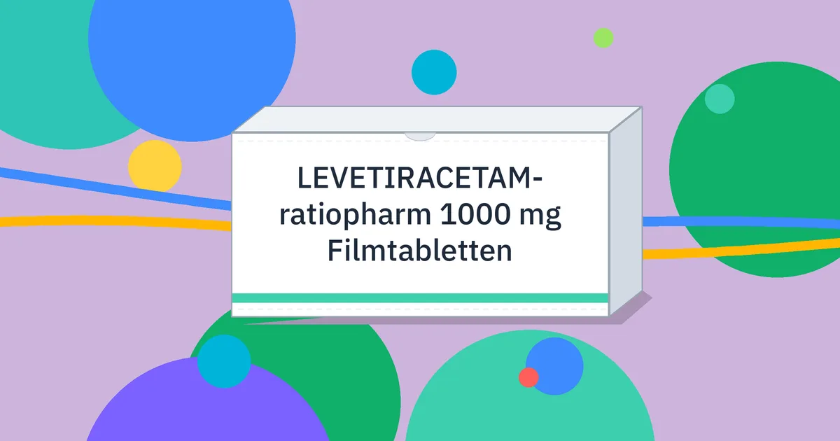 Symbolbild: Packung mit der Aufschrift LEVETIRACETAM-ratiopharm 1000 mg Filmtabletten (PZN 08814239) – Verfügbarkeit und Bezug in Apotheken in Frankfurt am Main