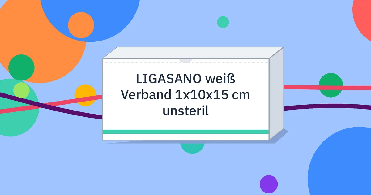 Symbolbild: Packung mit der Aufschrift LIGASANO weiß Verband 1x10x15 cm unsteril (PZN 17251114) – Verfügbarkeit und Bezug in Apotheken in Frankfurt am Main