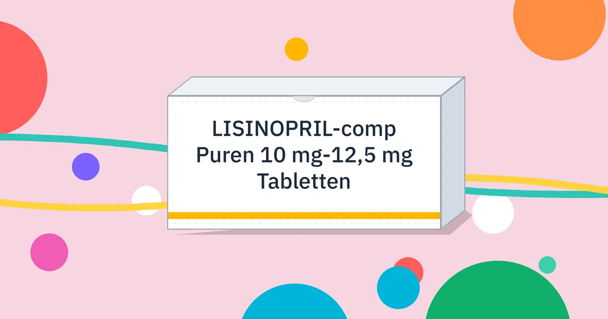 Symbolbild: Packung mit der Aufschrift LISINOPRIL-comp Puren 10 mg-12,5 mg Tabletten (PZN 11356065) – Verfügbarkeit und Bezug in Apotheken in Frankfurt am Main