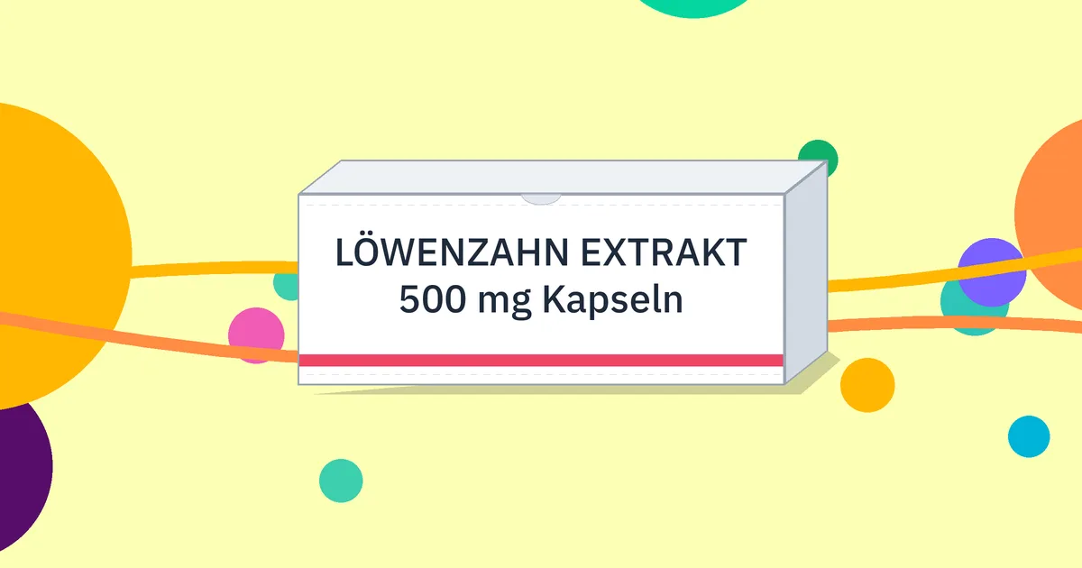 Symbolbild: Packung mit der Aufschrift LÖWENZAHN EXTRAKT 500 mg Kapseln (PZN 13835315) – Verfügbarkeit und Bezug in Apotheken in Frankfurt am Main