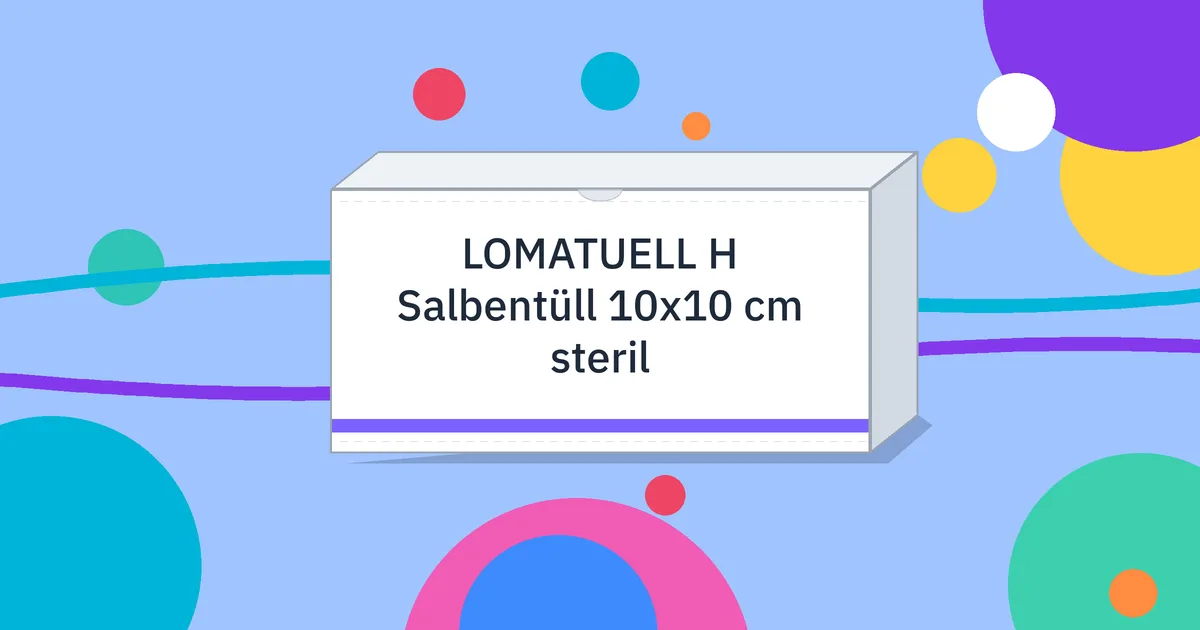 Symbolbild: Packung mit der Aufschrift LOMATUELL H Salbentüll 10x10 cm steril (PZN 16505682) – Verfügbarkeit und Bezug in Apotheken in Frankfurt am Main