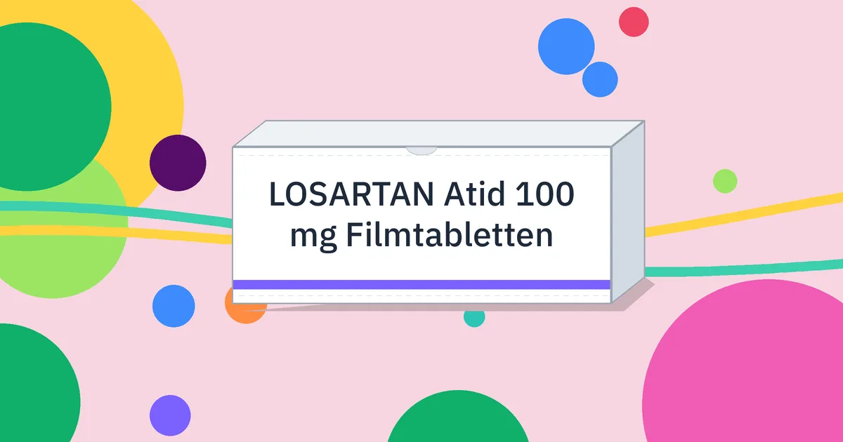 Symbolbild: Packung mit der Aufschrift LOSARTAN Atid 100 mg Filmtabletten (PZN 00629028) – Verfügbarkeit und Bezug in Apotheken in Frankfurt am Main