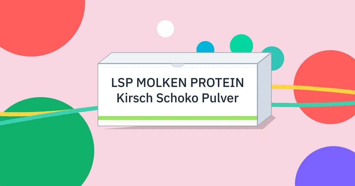 Symbolbild: Packung mit der Aufschrift LSP MOLKEN PROTEIN Kirsch Schoko Pulver (PZN 09725176) – Verfügbarkeit und Bezug in Apotheken in Frankfurt am Main