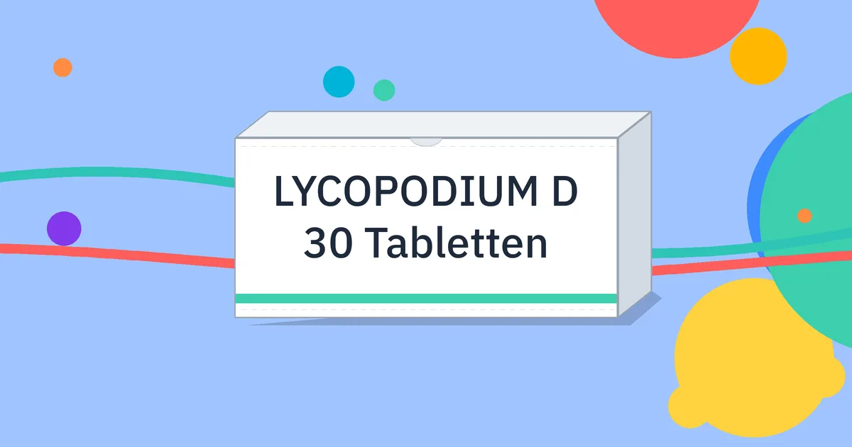 Symbolbild: Packung mit der Aufschrift LYCOPODIUM D 30 Tabletten (PZN 02103307) – Verfügbarkeit und Bezug in Apotheken in Frankfurt am Main