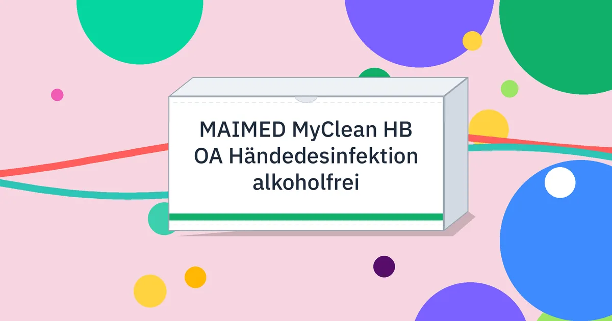 Symbolbild: Packung mit der Aufschrift MAIMED MyClean HB OA Händedesinfektion alkoholfrei (PZN 19948049) – Verfügbarkeit und Bezug in Apotheken in Frankfurt am Main