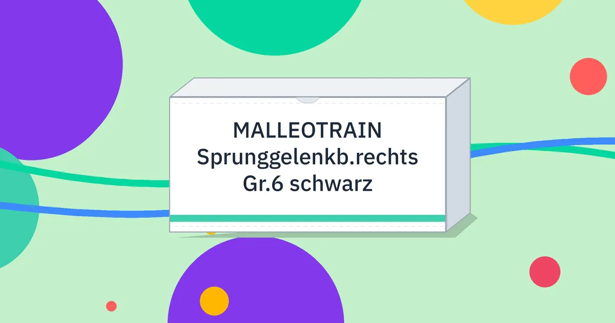 Symbolbild: Packung mit der Aufschrift MALLEOTRAIN Sprunggelenkb.rechts Gr.6 schwarz (PZN 07551387) – Verfügbarkeit und Bezug in Apotheken in Frankfurt am Main