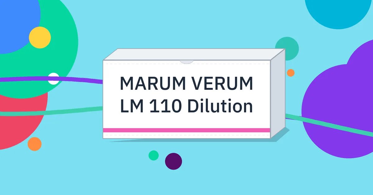 Symbolbild: Packung mit der Aufschrift MARUM VERUM LM 110 Dilution (PZN 12946805) – Verfügbarkeit und Bezug in Apotheken in Frankfurt am Main