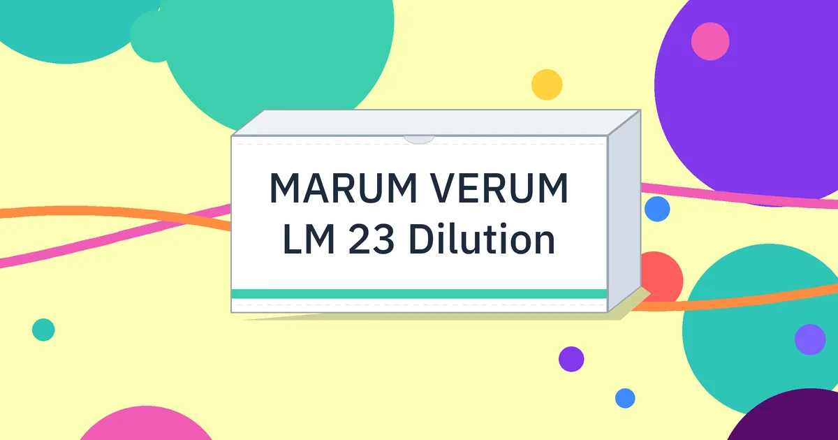 Symbolbild: Packung mit der Aufschrift MARUM VERUM LM 23 Dilution (PZN 12946610) – Verfügbarkeit und Bezug in Apotheken in Frankfurt am Main