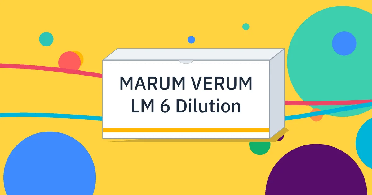 Symbolbild: Packung mit der Aufschrift MARUM VERUM LM 6 Dilution (PZN 12946432) – Verfügbarkeit und Bezug in Apotheken in Frankfurt am Main