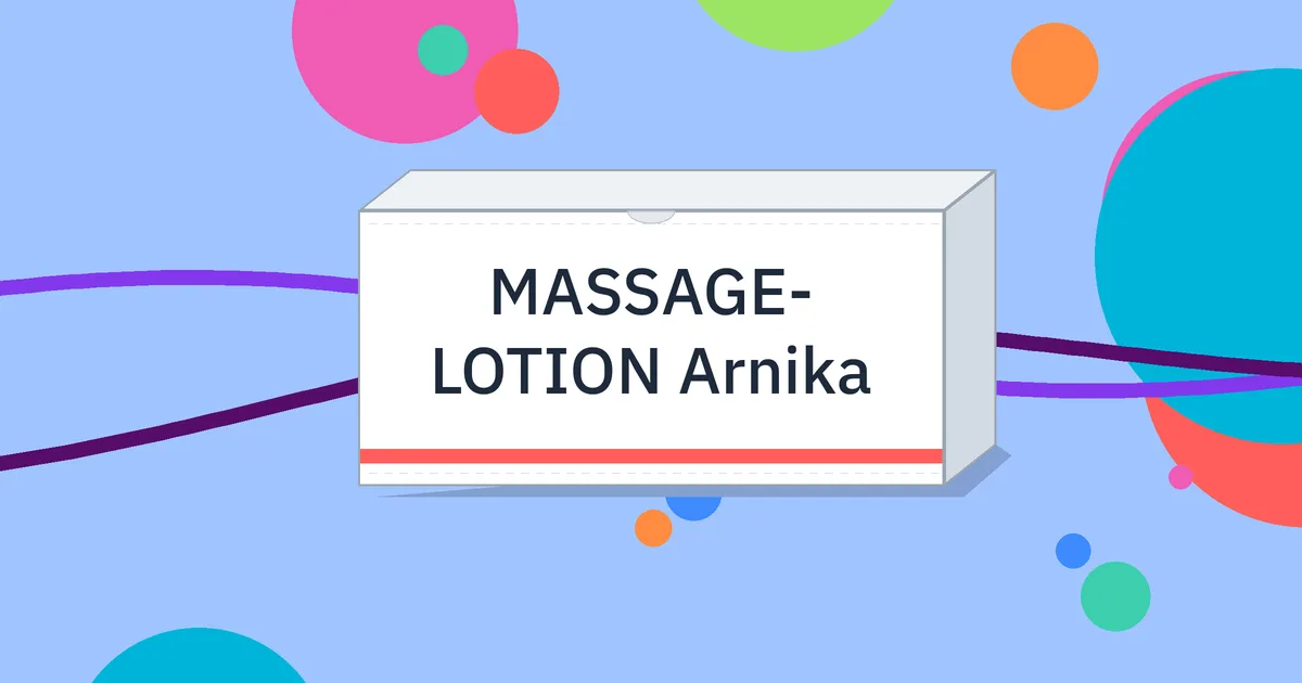 Symbolbild: Packung mit der Aufschrift MASSAGE-LOTION Arnika (PZN 12369727) – Verfügbarkeit und Bezug in Apotheken in Frankfurt am Main
