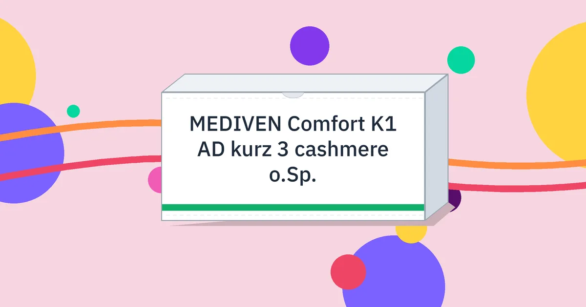 Symbolbild: Packung mit der Aufschrift MEDIVEN Comfort K1 AD kurz 3 cashmere o.Sp. (PZN 14659955) – Verfügbarkeit und Bezug in Apotheken in Frankfurt am Main