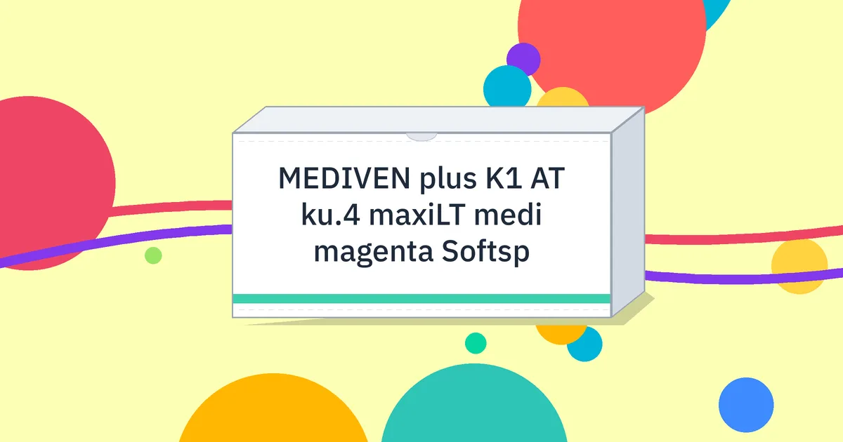 Symbolbild: Packung mit der Aufschrift MEDIVEN plus K1 AT ku.4 maxiLT medi magenta Softsp (PZN 15069612) – Verfügbarkeit und Bezug in Apotheken in Frankfurt am Main