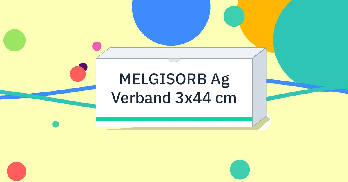 Symbolbild: Packung mit der Aufschrift MELGISORB Ag Verband 3x44 cm (PZN 01560959) – Verfügbarkeit und Bezug in Apotheken in Frankfurt am Main