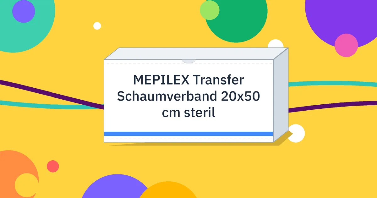 Symbolbild: Packung mit der Aufschrift MEPILEX Transfer Schaumverband 20x50 cm steril (PZN 18116246) – Verfügbarkeit und Bezug in Apotheken in Frankfurt am Main