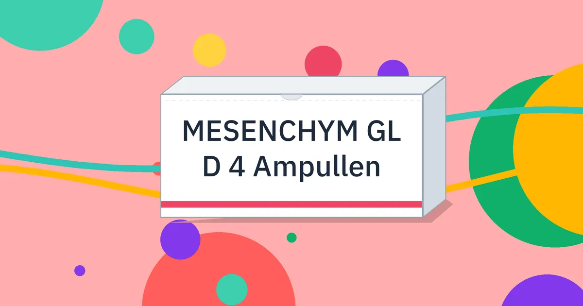 Symbolbild: Packung mit der Aufschrift MESENCHYM GL D 4 Ampullen (PZN 02829487) – Verfügbarkeit und Bezug in Apotheken in Frankfurt am Main