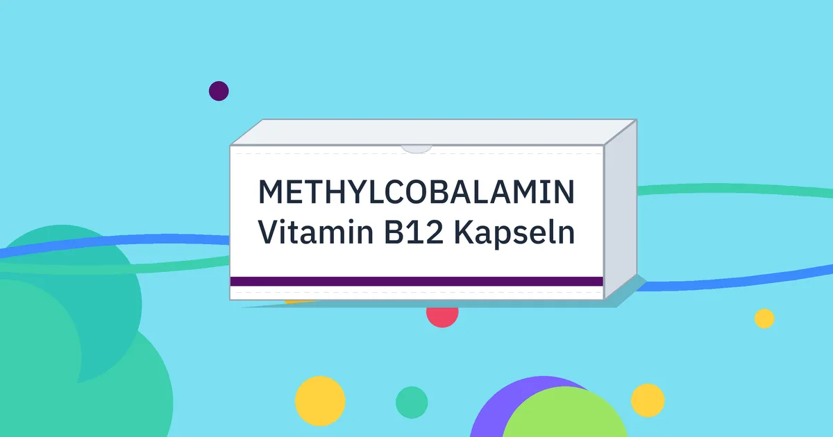 Symbolbild: Packung mit der Aufschrift METHYLCOBALAMIN Vitamin B12 Kapseln (PZN 10309916) – Verfügbarkeit und Bezug in Apotheken in Frankfurt am Main